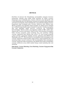 PENGARUH CONTENT MARKETING DAN EVENT MARKETING TERHADAP COSTUMER ENGAGEMENT YANG BERDAMPAK PADA ...